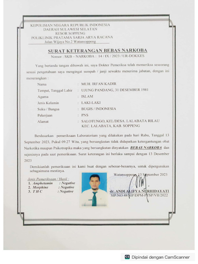 Muh. Irfan Kadir Napza | PDF