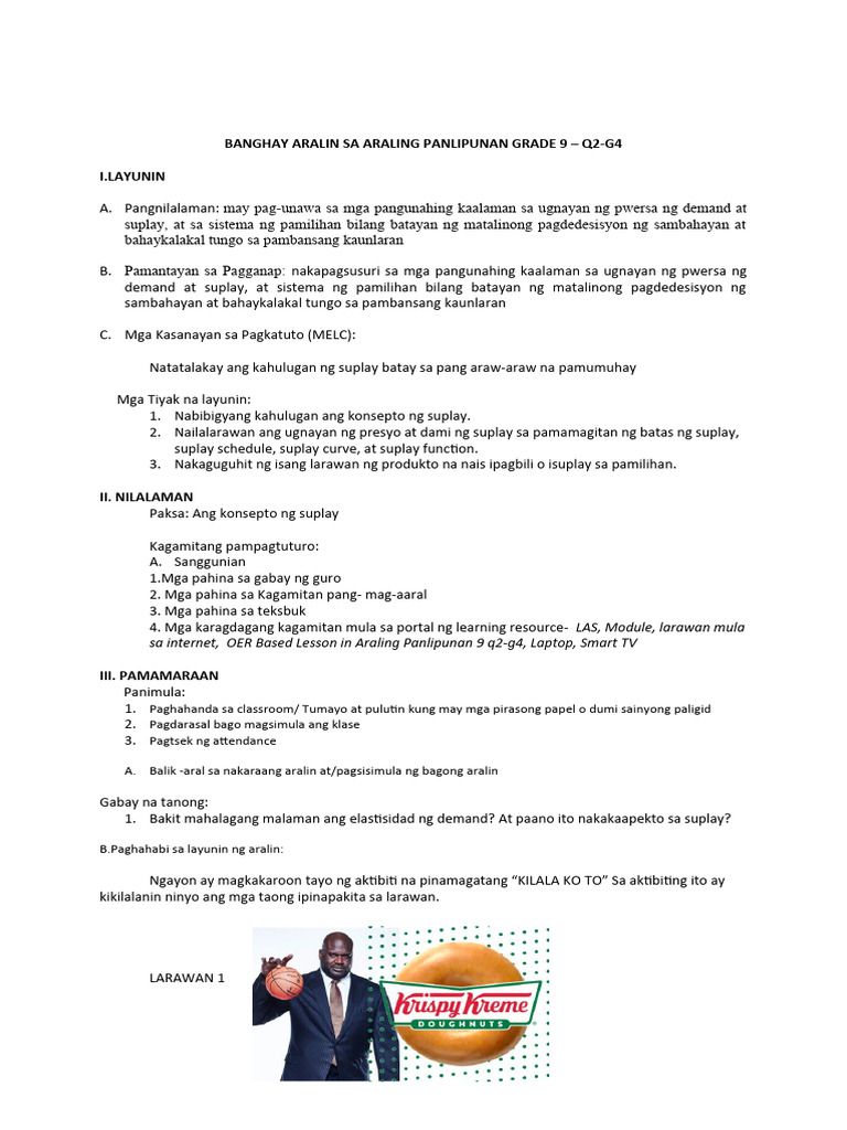 LESSON PLAN-ARALING PANLIPUNAN GRADE 9 - Q2-G4 - Paksa Ang Konsepto NG ...