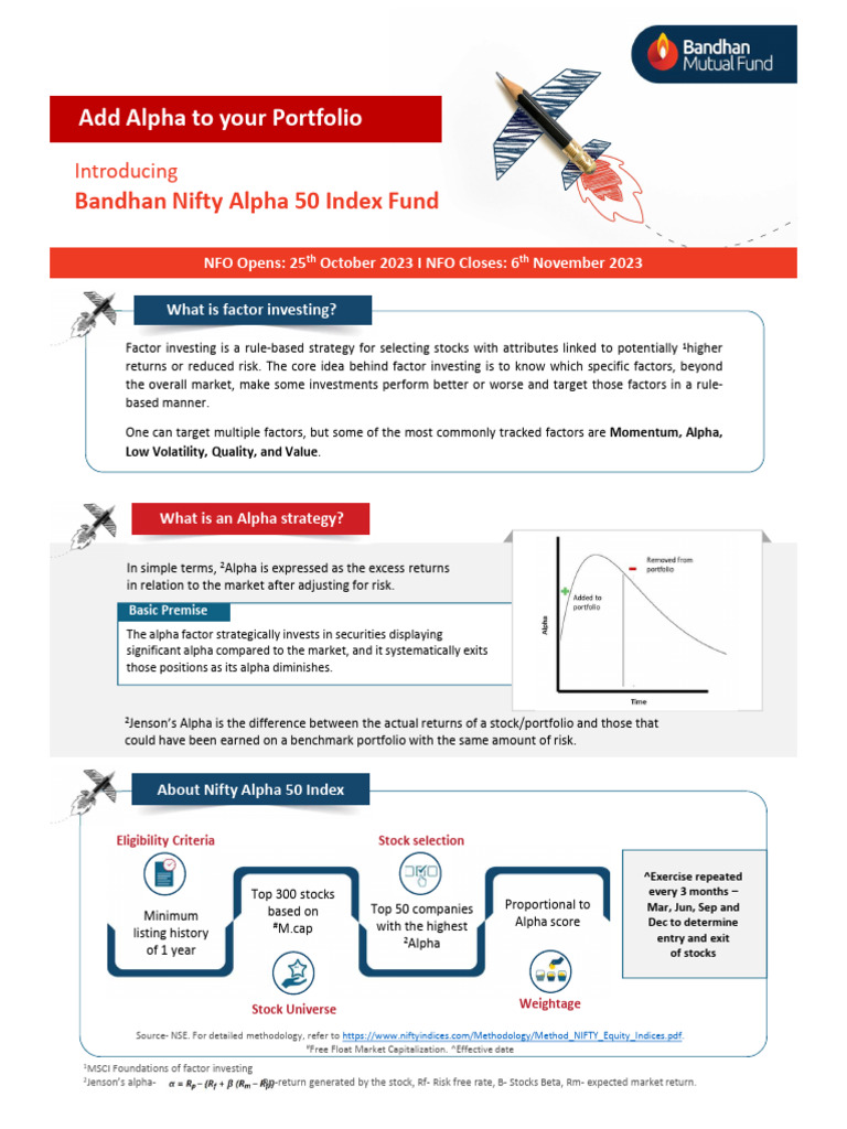 One Pager NFO - Bandhan Nifty Alpha 50 Index Fund - 0 | PDF | Investing ...