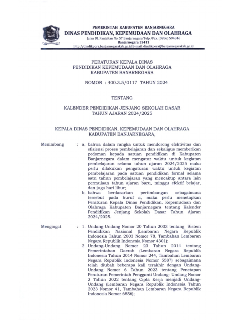 Kaldik SD TA 2024 2025 | PDF