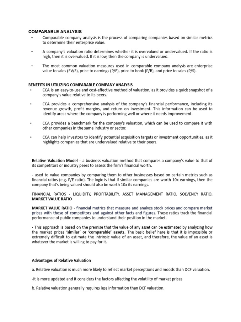 Acc 150 Relative Valuation | PDF | Valuation (Finance) | Price–Earnings ...
