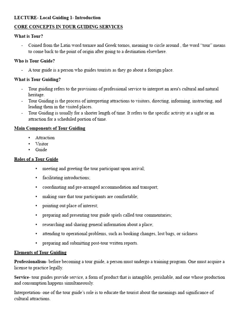 Local Guidng 1 - Week 1 - Introduction | PDF | Tourism