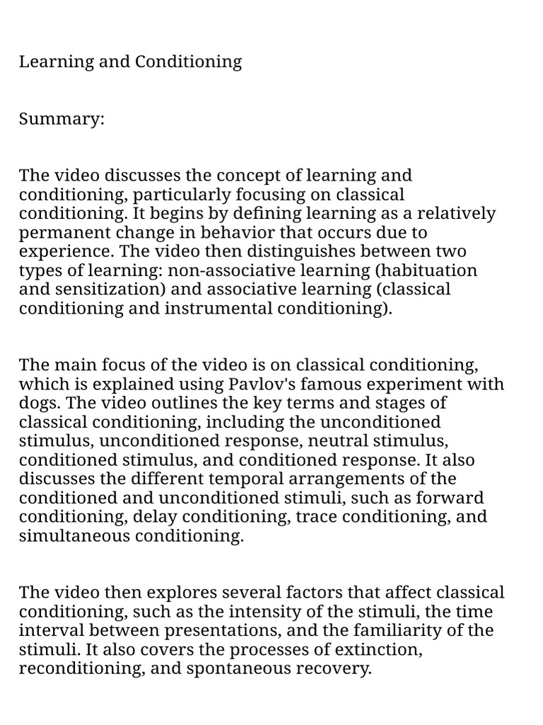 HBT Learning 1 | PDF | Classical Conditioning | Learning