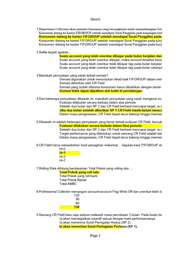 Soal Advance Collection Management 2024 | PDF