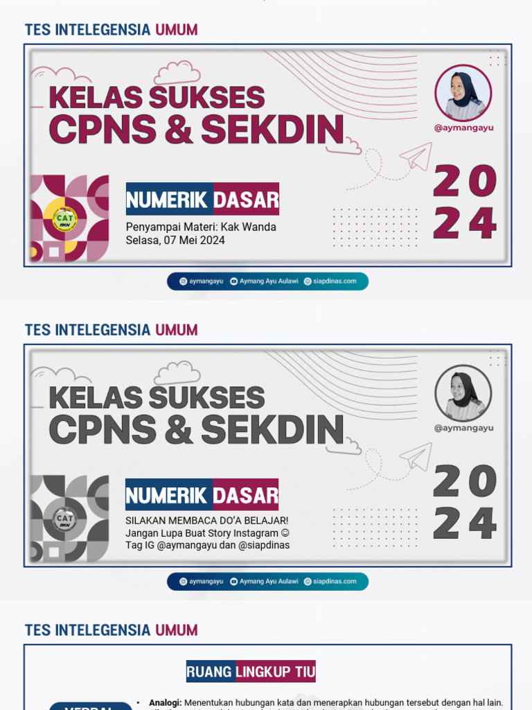 Tes Intelejensia Umum: Numerik Dasar | PDF | Metode & Bahan Ajar