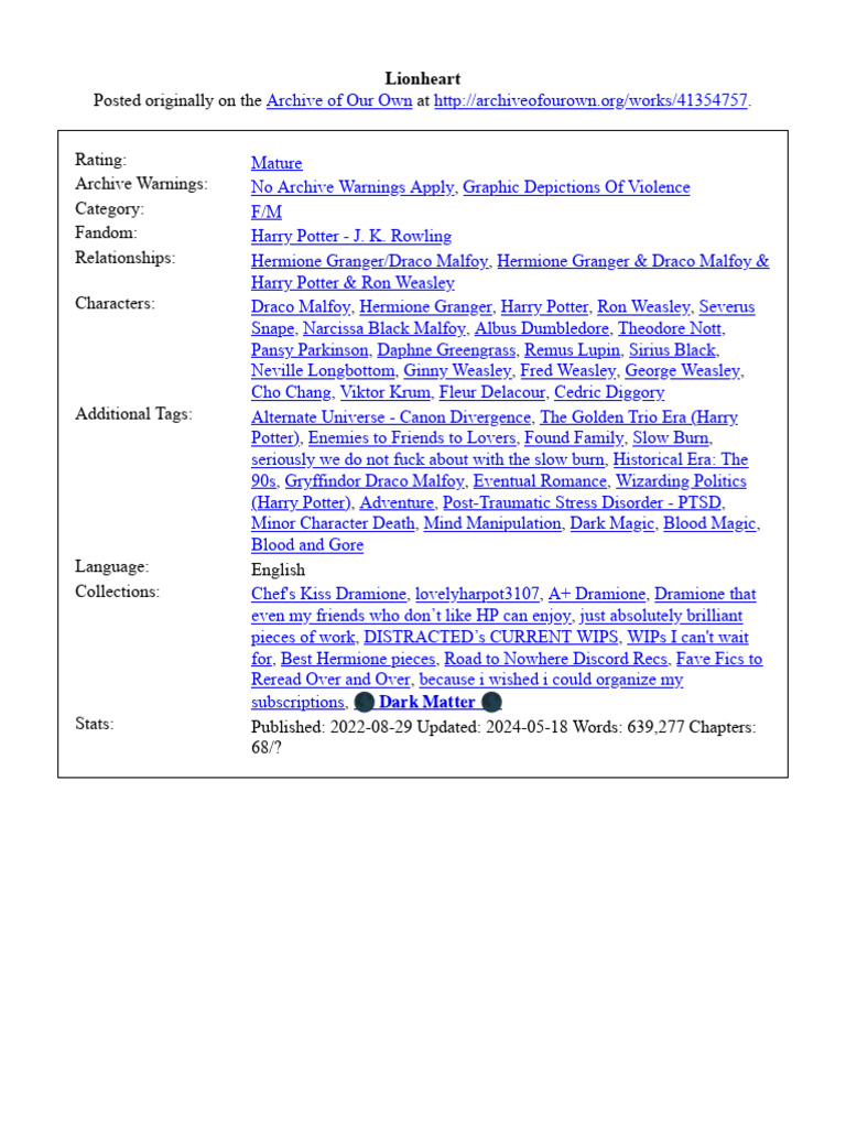 Lionheart | PDF | Harry Potter