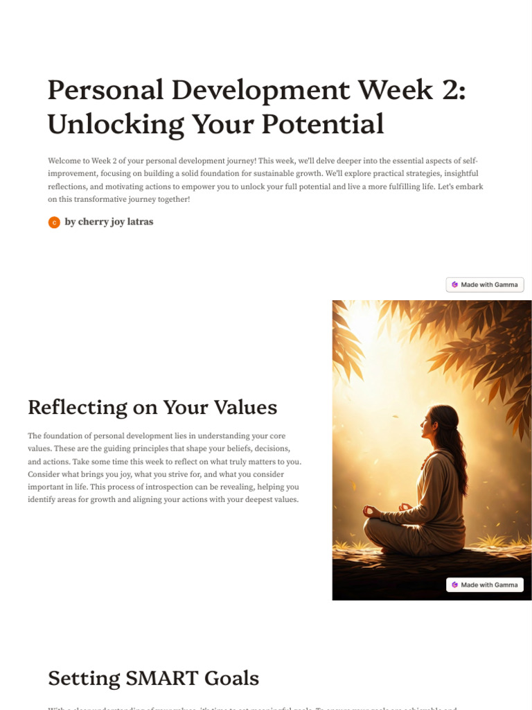 Personal Development Week 2 Unlocking Your Potential | PDF | Goal ...