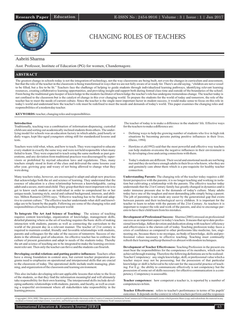 Evolving Roles of Modern Teachers | PDF | Teachers | Learning