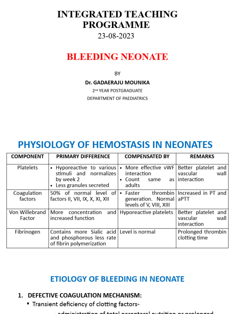 Bleeding Neonate Integrated Meet | PDF | Coagulation | Bleeding