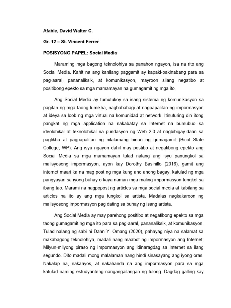 Afable Fil Posisyon | PDF