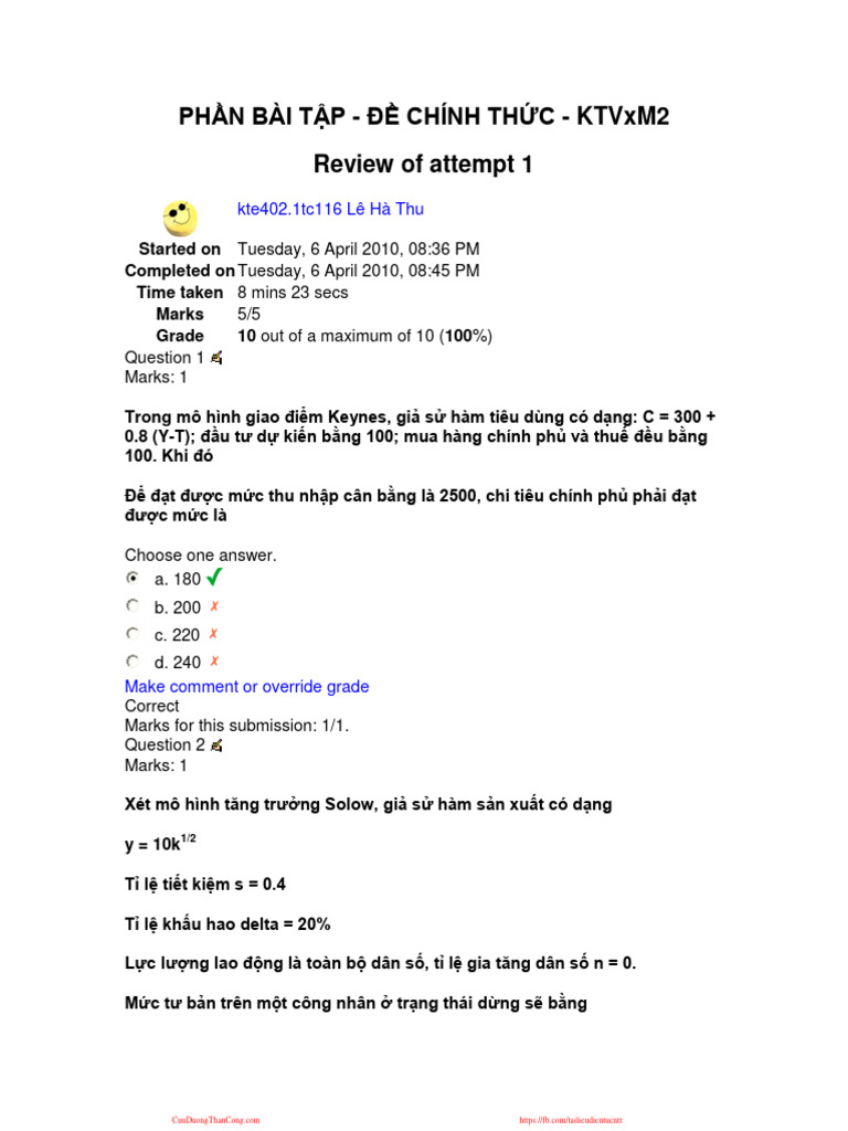 (KTVM) - Kinh-Te-Vi-Mo - Bai-Tap-1 - (Cuuduongthancong - Com) | PDF