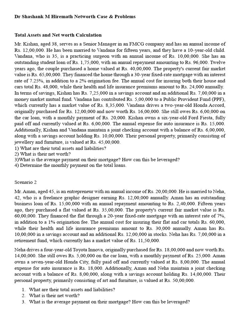 DR Shashank M Hiremath Networth Case | PDF | Bonds (Finance) | Stocks