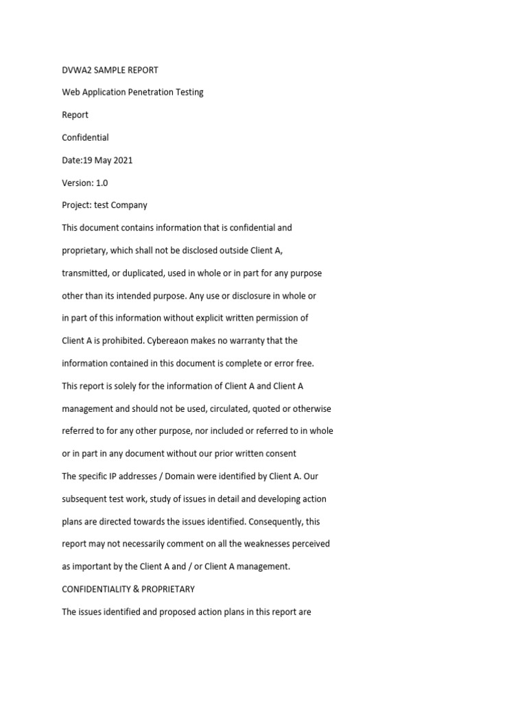 Dvwa2 Sample Report | PDF | Security | Computer Security