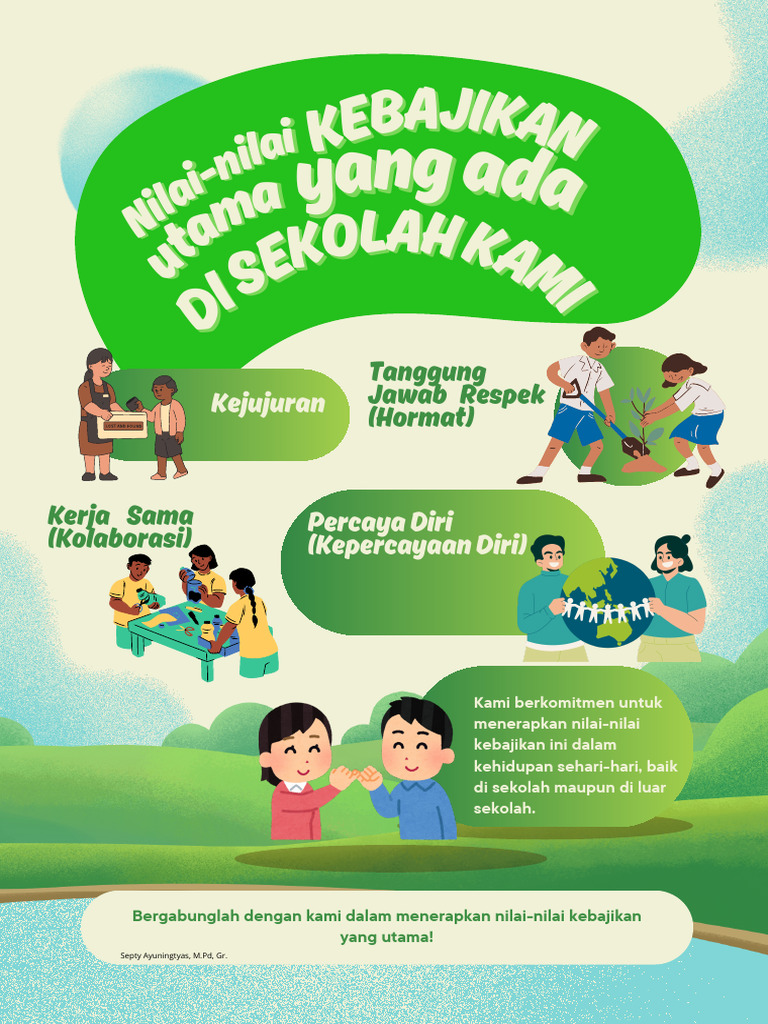 Poster Nilai Kebajikan Sekolah | PDF