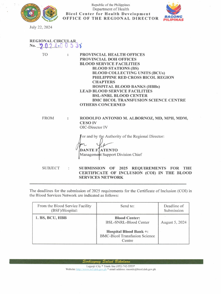 RC Submission of Requirements For 2025 COI | PDF