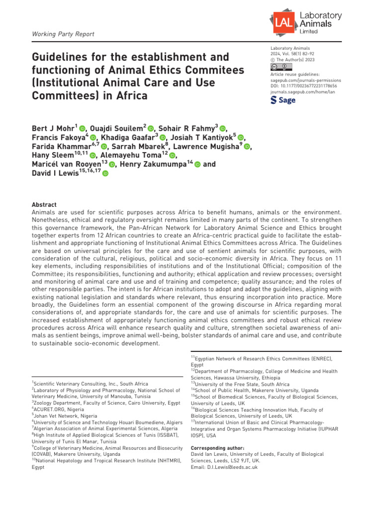 Guidelines For The Establishment and Functioning of Animal Ethics ...