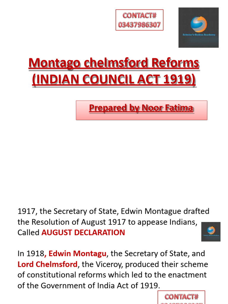 Montago Chelmsford Refomrs | PDF | Government | British India