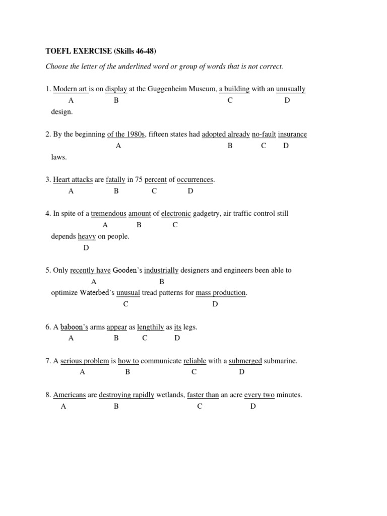 TOEFL EXERCISE (Skills 43-45) | PDF