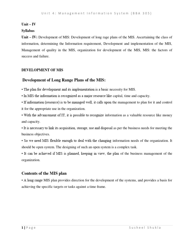 Unit 4 Mis Bba-305 Notes | PDF | Management Information System ...