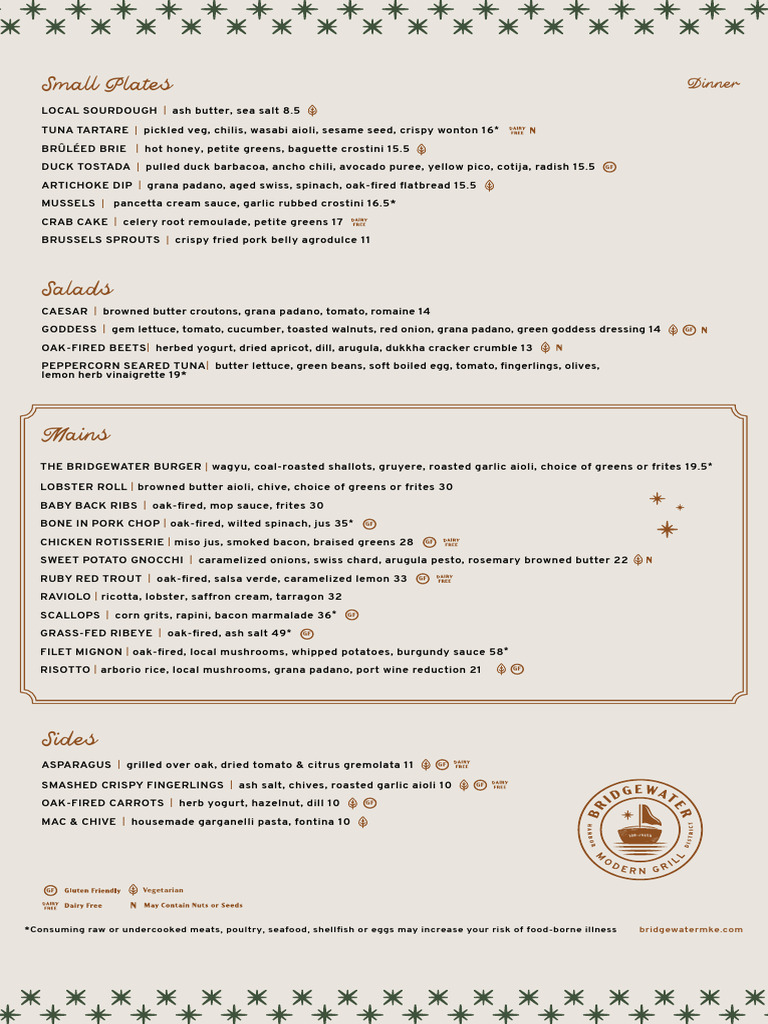 Thebridgewater Menus Web 20231214 | PDF | Ale | Salad