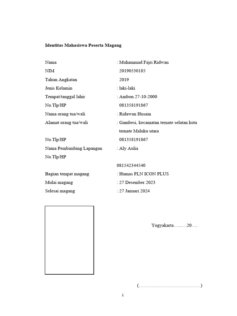 LAPORAN MAGANG FAJRI PLN ICON PLUS Fix | PDF | Karier & Perkembangan