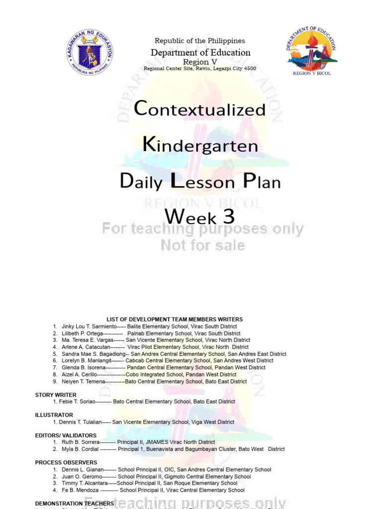 Kindergarten DLP Week 3 | PDF | Learning | Human Communication