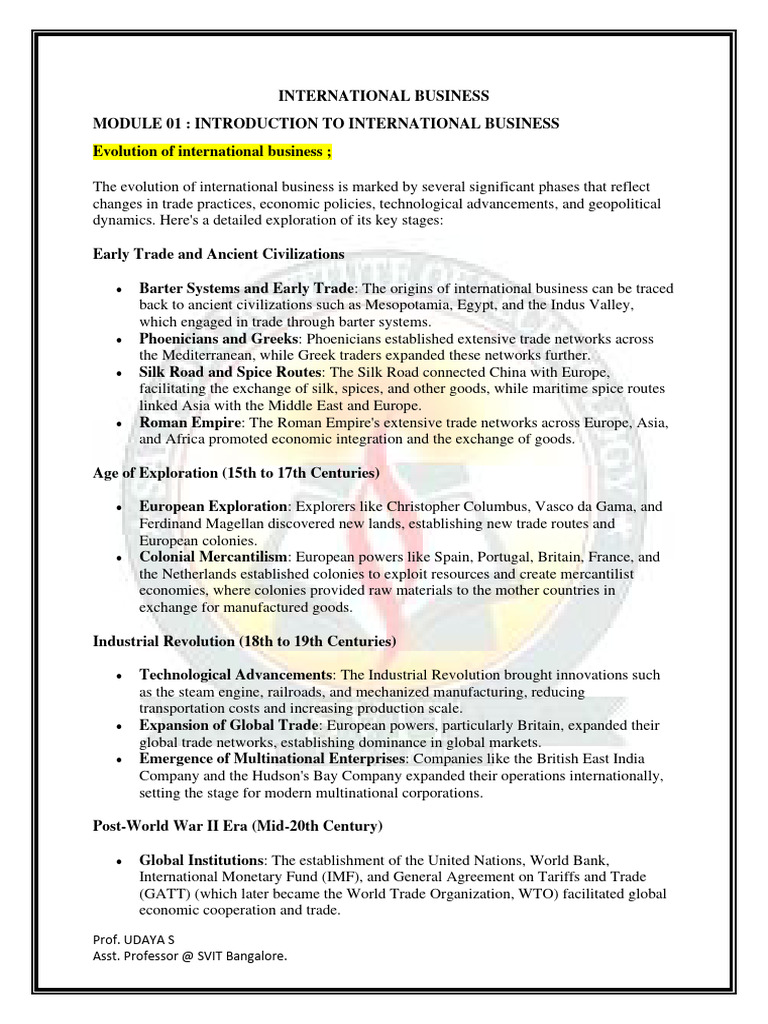 IB MODULE 1 NOTES | PDF | International Business | Market (Economics)