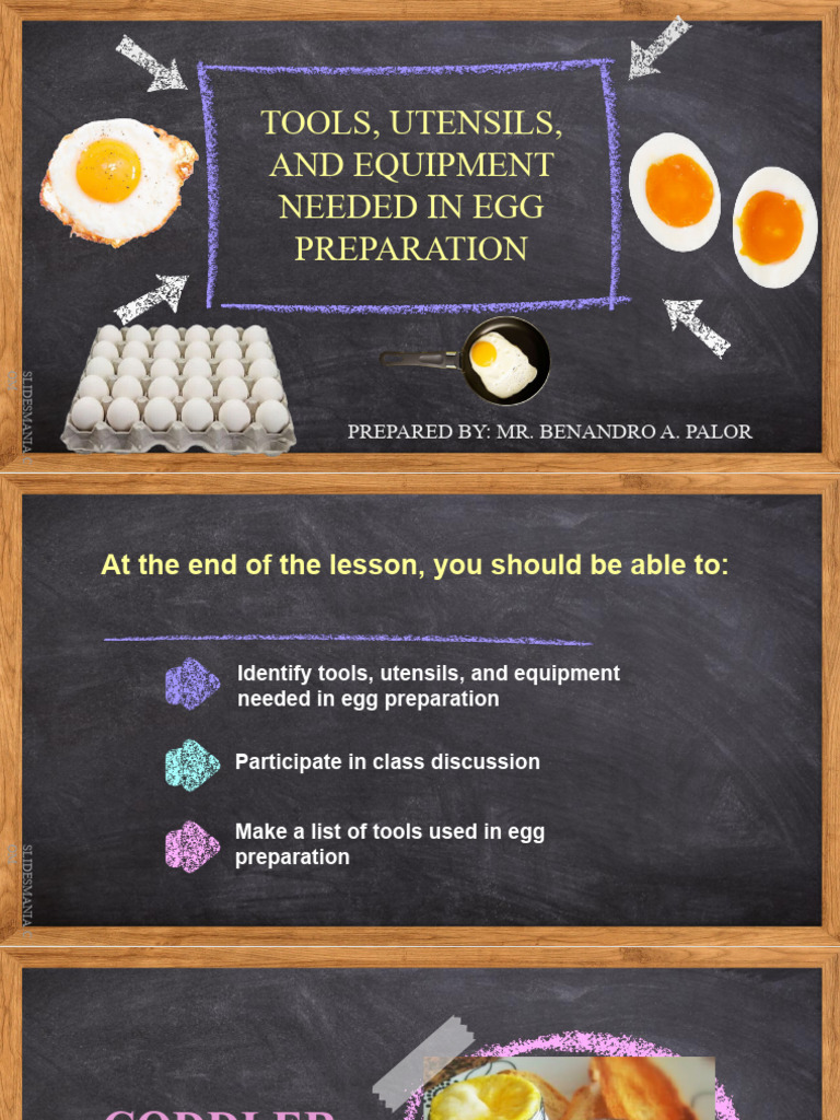 Tools, Utensils, and Equipment Needed in Egg Preparation: Prepared By ...