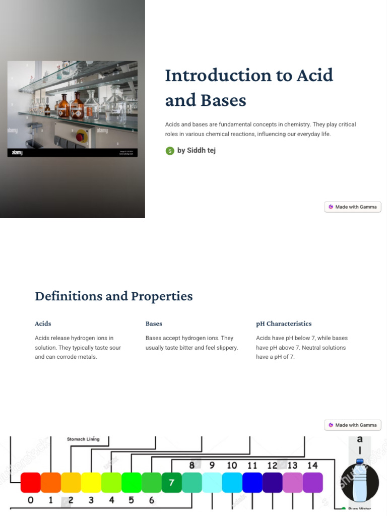 Introduction To Acid And Bases Pdf Acid Ph