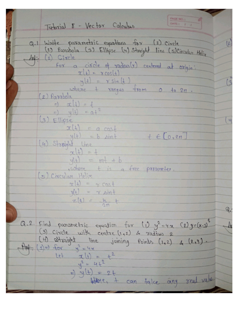Tutorial 8. Vector Calculus 1 | PDF