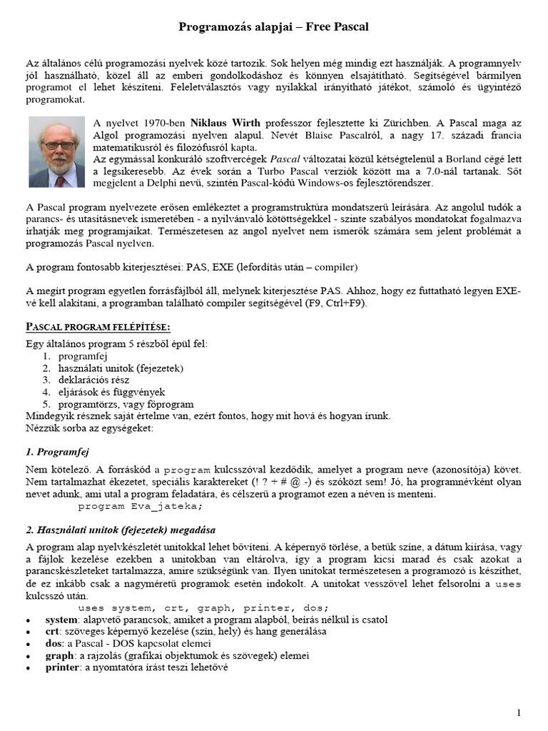 Pascal Osszefoglalo | PDF