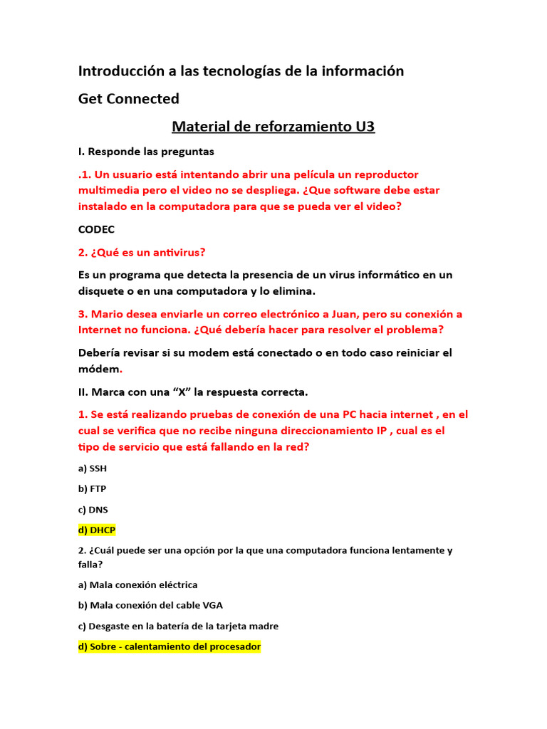 Material de Reforzamiento U3 Iti | PDF | Unidad Central de ...