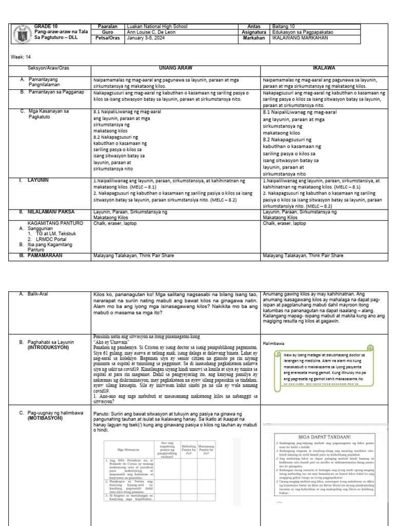 Dll-Module 2-Q2-Week 11 G10-Esp 10 | PDF