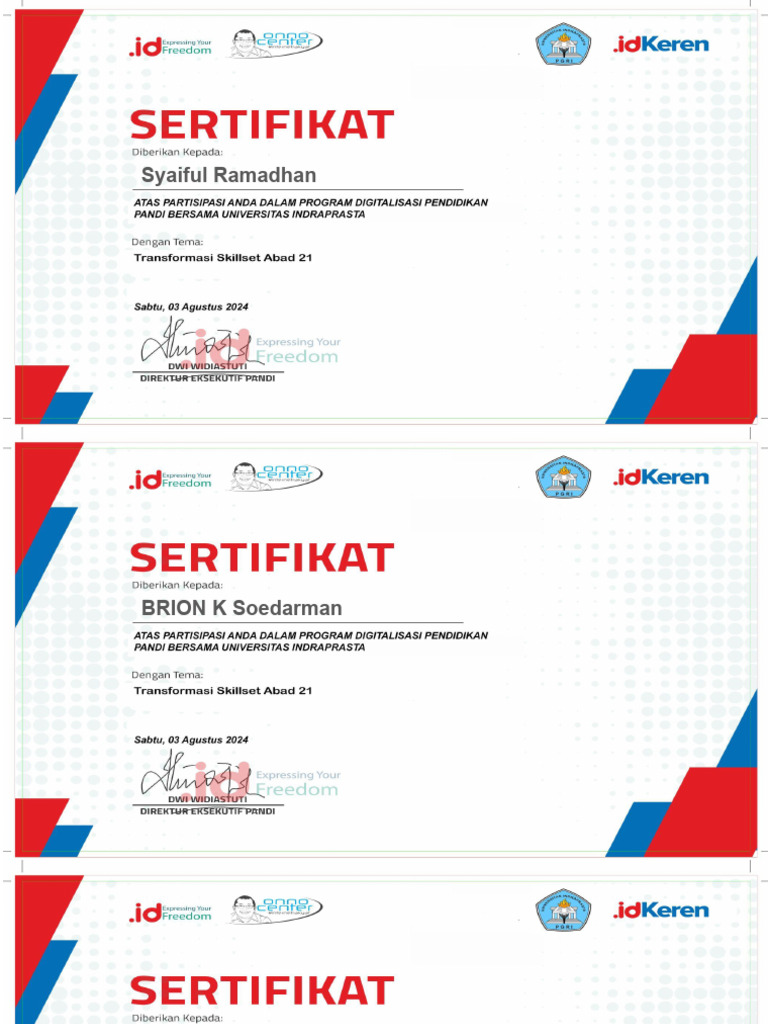 E-Sertifikat PANDI-1 | PDF