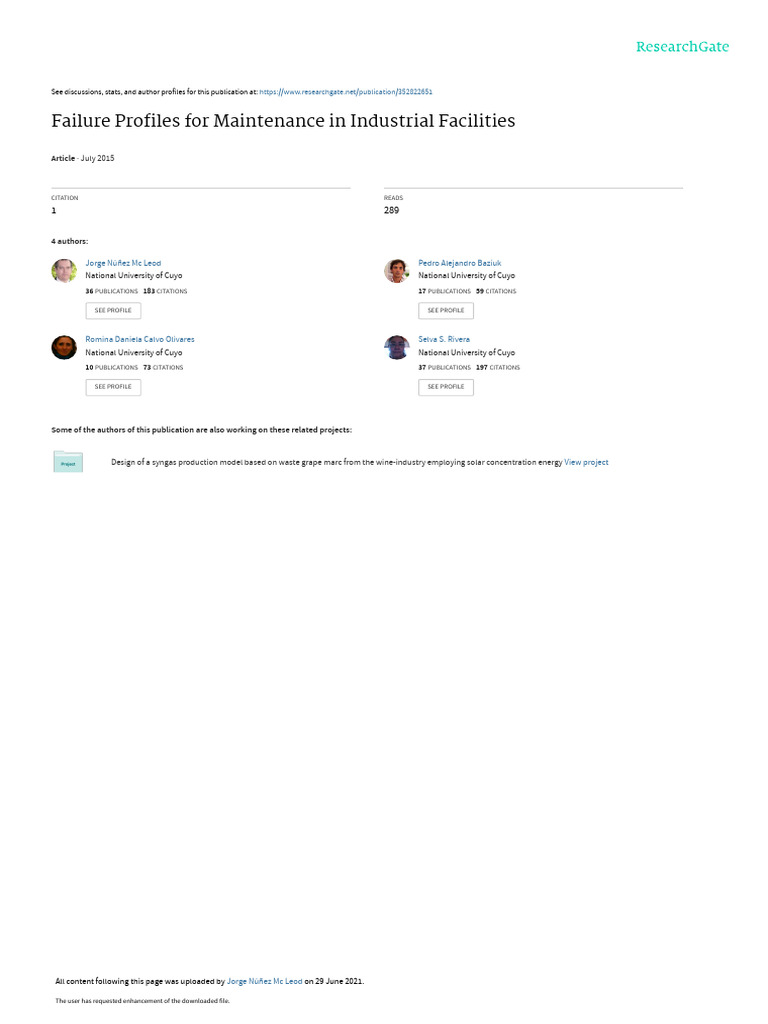 Failure Profiles For Maintenance Industrial Fa | PDF | Reliability ...
