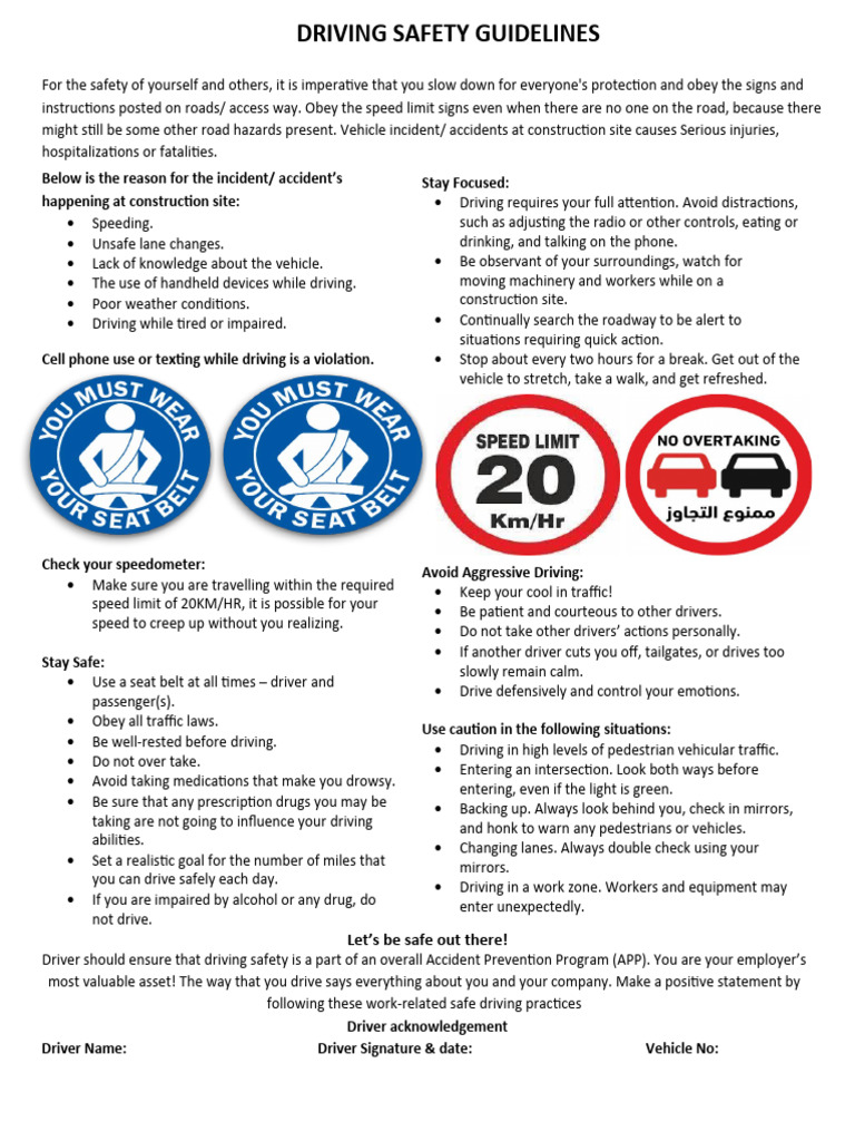 Driving Safety Guidelines - English | PDF | Driving | Traffic
