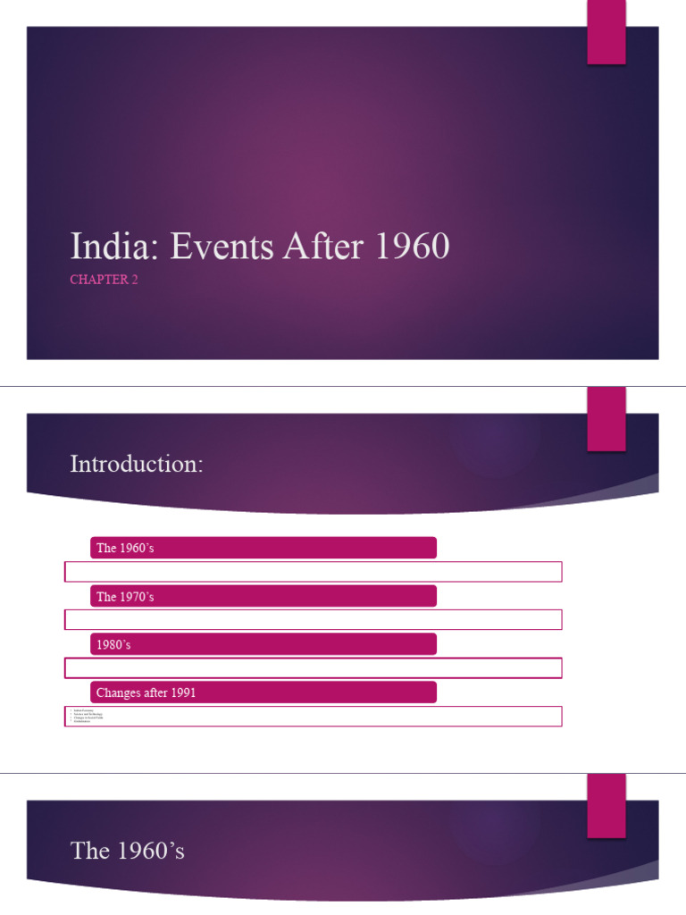 India: Key Events Post-1960 | PDF | Government Of India | Politics Of India