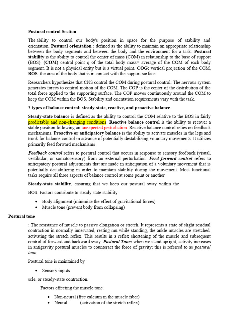 Postural Control Section | PDF | Balance (Ability) | Neuroscience