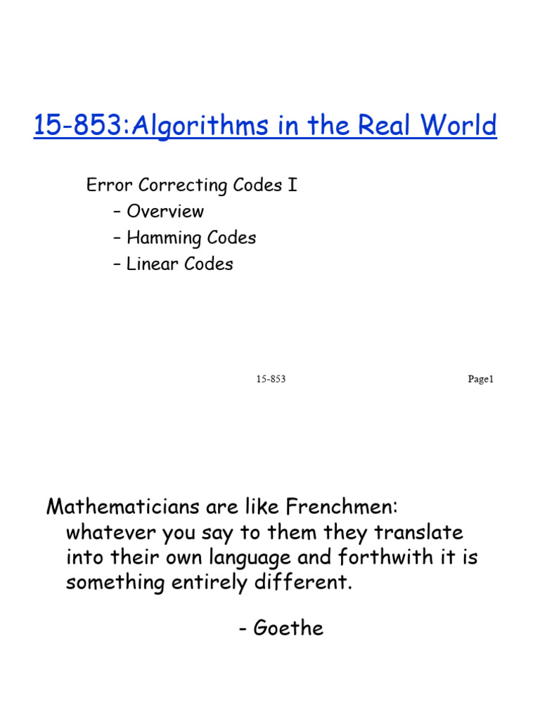 Error Correction Codes | PDF | Computer Science | Encodings