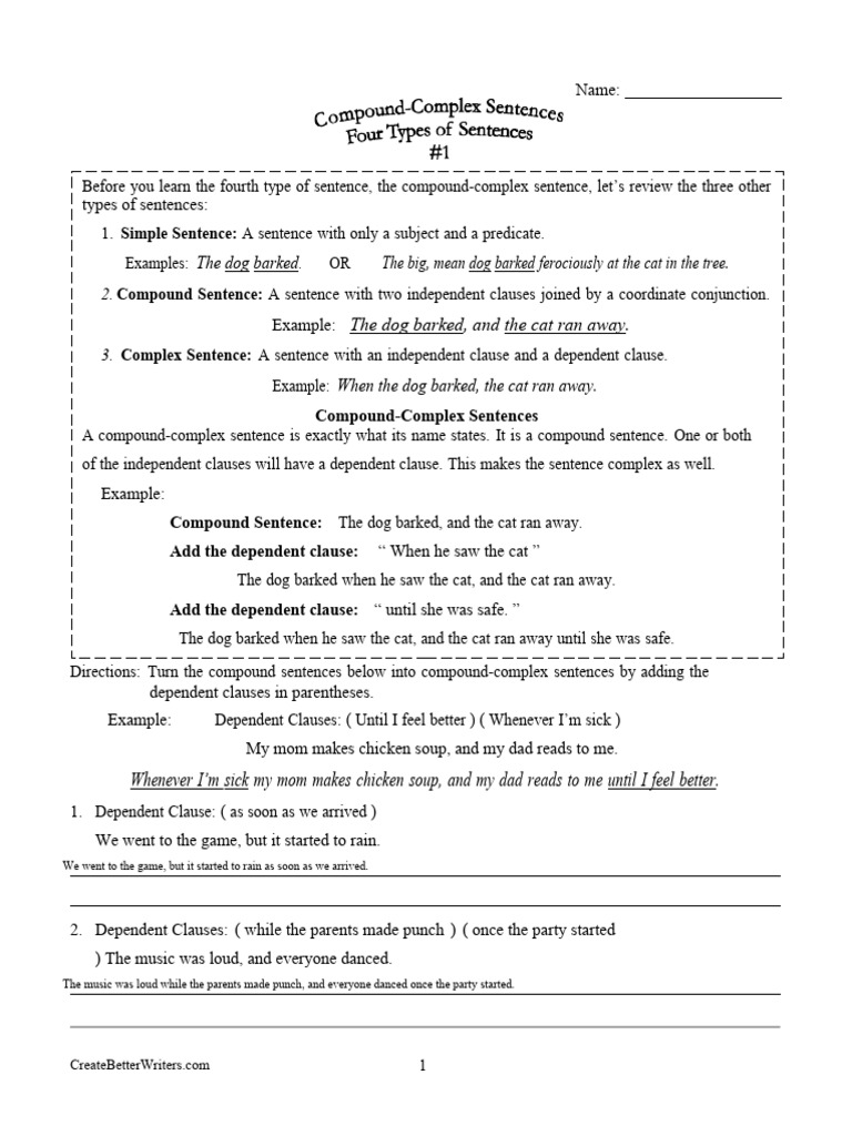Compound Complex Exercise Andi Ahmad ... | PDF | Sentence (Linguistics ...