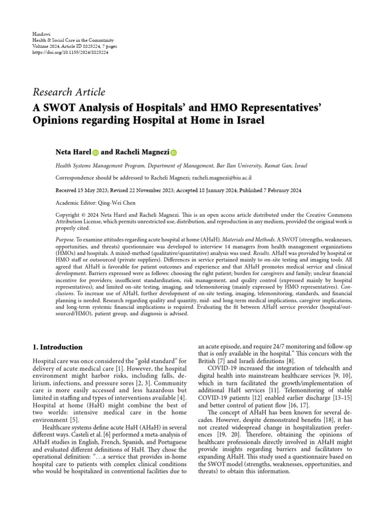 A SWOT Analysis of Hospitals and HMO Representati | PDF | Health ...