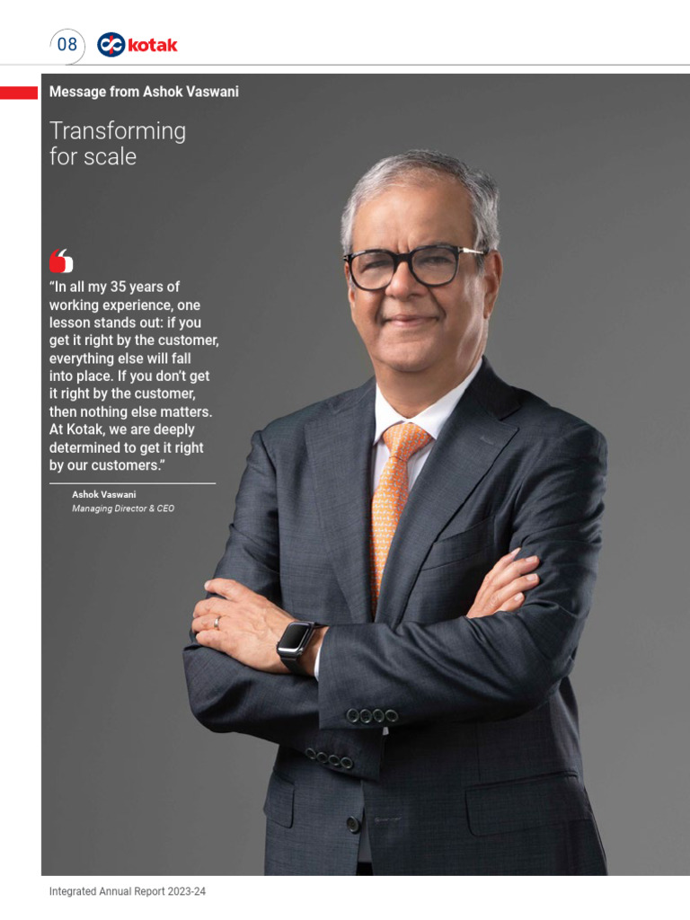 Message From Ashok Vaswani - FY 2023 24 | PDF | Brand | Reputation