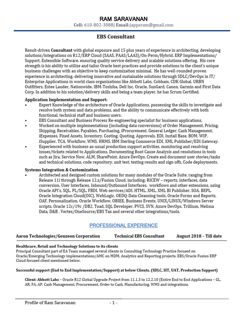 RamSaravanan | PDF | Oracle Corporation | Cloud Computing