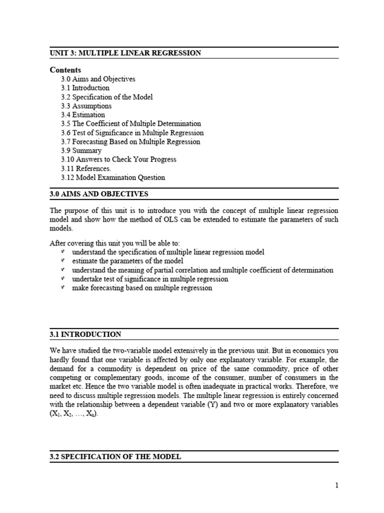 Econometrics Chapter 3 | PDF | Coefficient Of Determination | Regression Analysis