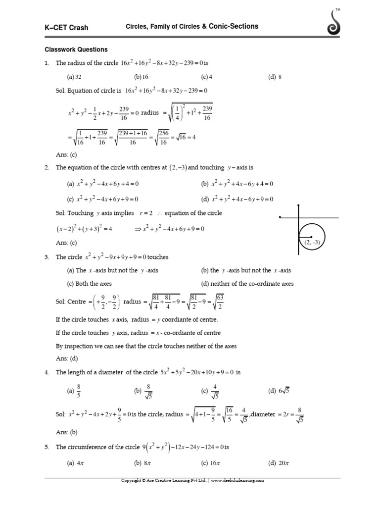 07-Circles and Conic Section | PDF | Ellipse | Algebraic Geometry