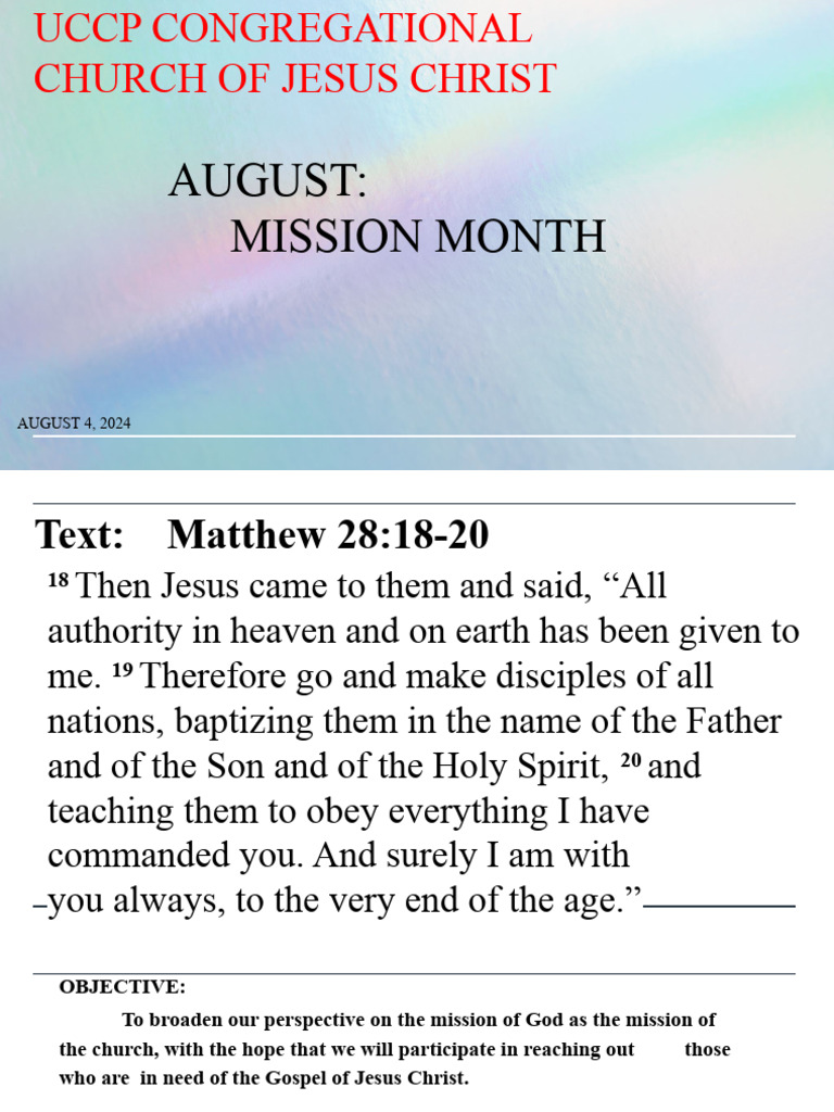 Sunday School PPT - auguST | PDF | Jesus | Salvation