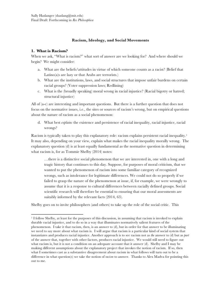 Haslanger Res Philosophica Final | PDF | Ideologies | Discrimination ...