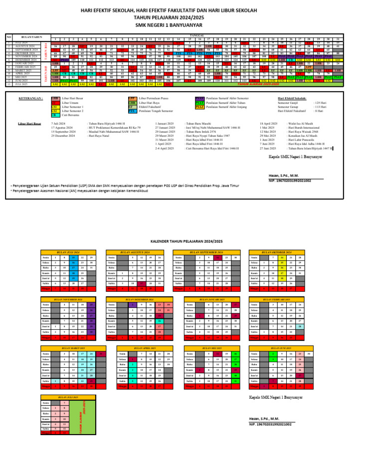 Kalender Pendidikan SMKN 1 Banyuanyar 2024-2025 | PDF