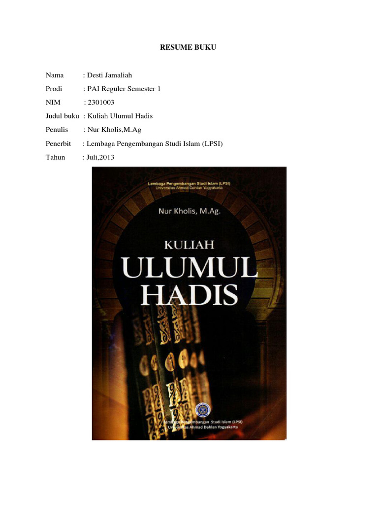 Resume Buku Ulumul Hadis Desti | PDF