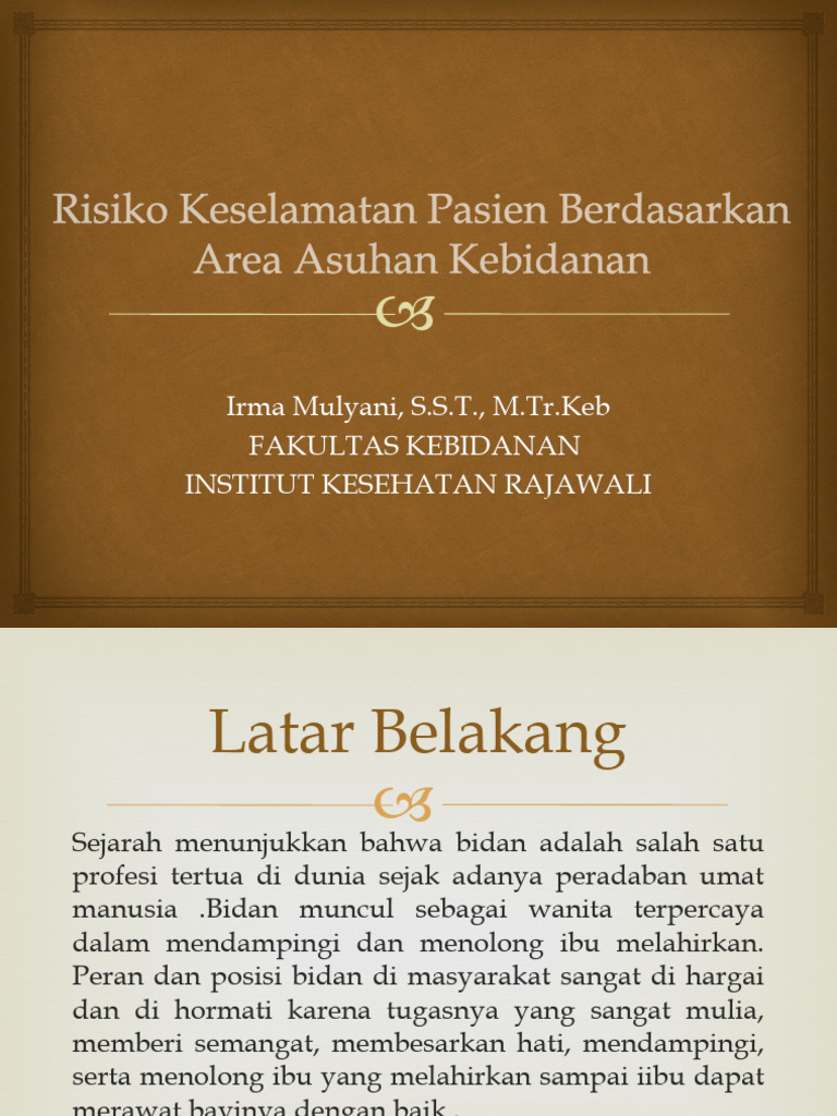 Risiko Keselamatan Pasien Berdasarkan Area Asuhan Kebidanan | PDF